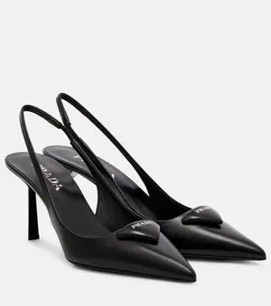 Prada Leather Slingback Pumps - Black
