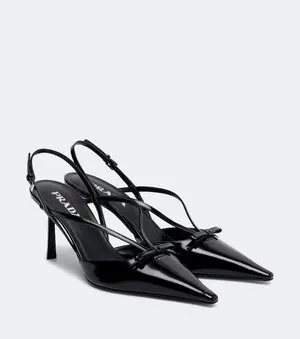 Prada Leather Slingback Pumps - Black