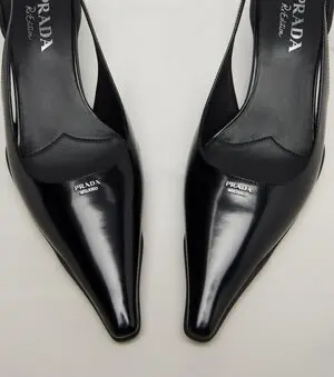 Prada Leather Slingback Pumps - Black
