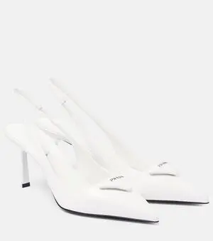 Prada Prada Leather Slingback Pumps White