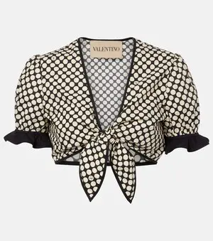 Valentino Garavani Plus De Pois Cotton Poplin Crop Top