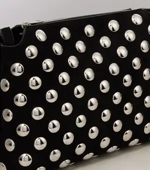 Khaite Lina Medium Studded Suede Crossbody Bag - Black