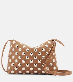 Khaite Lina Medium Studded Suede Crossbody Bag - Brown