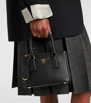 Prada Galleria Mini Leather Tote Bag - Black