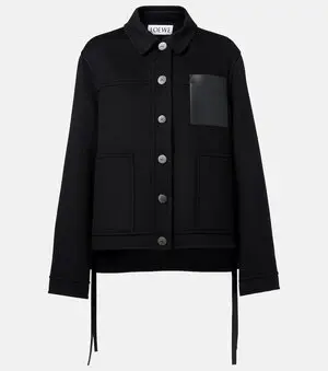 Loewe Wool And Cashmere Jacket With Leather Trim - Black