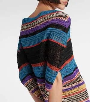 Valentino Garavani Crochet Striped Lamé Poncho