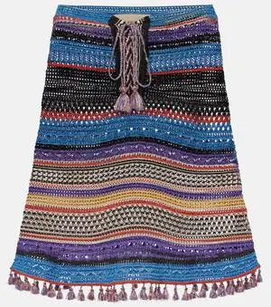 Valentino Garavani Crochet Striped Lamé Poncho - Multicoloured