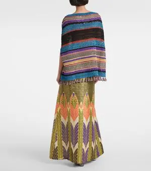 Valentino Garavani Crochet Striped Lamé Poncho
