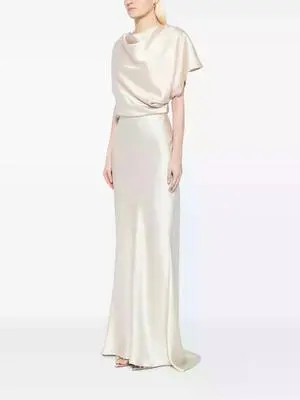 Amsale Draped Satin Gown - Neutrals