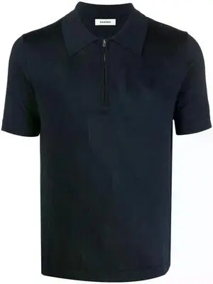 Sandro Knitted Polo Shirt With Zip Collar - Blue
