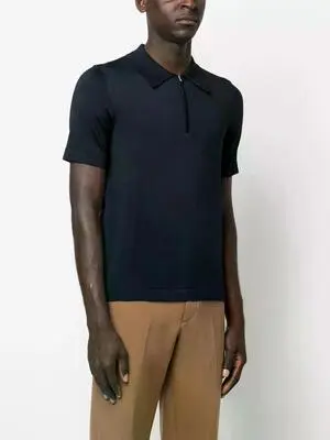 Sandro Knitted Polo Shirt With Zip Collar - Blue