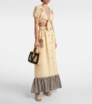 Valentino Garavani Plus De Pois Embroidered Maxi Skirt