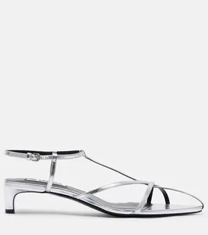 JIL SANDER Metallic Leather Sandals - Silver