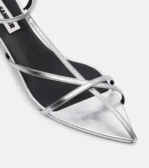 JIL SANDER Metallic Leather Sandals - Silver