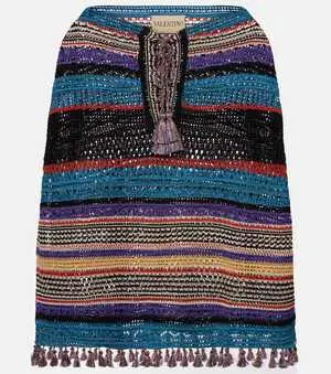 Valentino Garavani Crochet Striped Lamé Poncho - Multicoloured