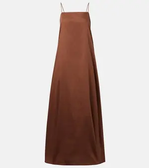 LESET Yoko Cotton Maxi Dress - Brown