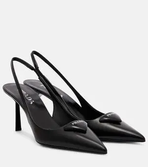 Prada Leather Slingback Pumps - Black
