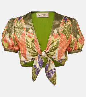 Valentino Garavani Printed Silk-blend Crop Top