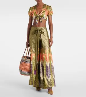Valentino Garavani Printed Silk-blend Crop Top
