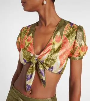 Valentino Garavani Printed Silk-blend Crop Top