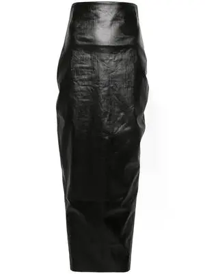 Rick Owens Dirt Pillar Coated Denim Skirt