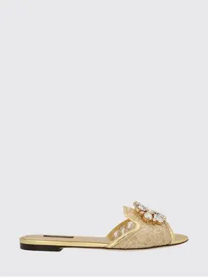 Dolce & Gabbana Flat Embellished Slide Sandals - Gold