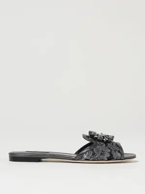 Dolce & Gabbana Dolce & Gabbana Embellished Lace Heeled Sandals Silver