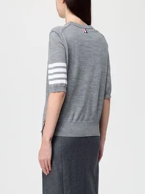 Thom Browne Short-sleeved Crew Neck Jumper In Virgin Wool With 4-bar Stripe