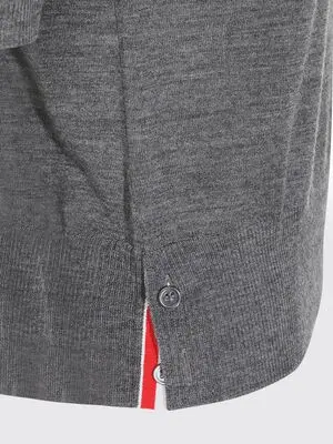 Thom Browne Short-sleeved Crew Neck Jumper In Virgin Wool With 4-bar Stripe - Grey