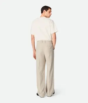 BOTTEGA  VENETA Viscose And Silk Straight Leg Pants - Grey Putty