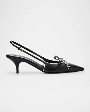 Miu Miu 55mm Nappa Contrast Bow Slingbacks - Nero/bianco