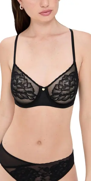 Natori Flora Unlined Balconette Underwire Bra - Black