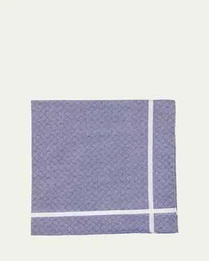Simonnot Godard Cotton Jacquard Waves Pocket Handkerchief - Navy