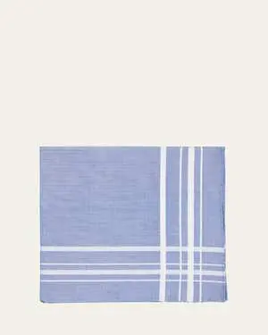 Simonnot Godard Cotton Satin Check Pocket Handkerchief - Navy