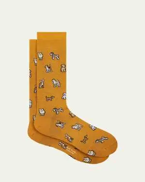 Paul Smith Kyoto Dogs Crew Socks Yellow