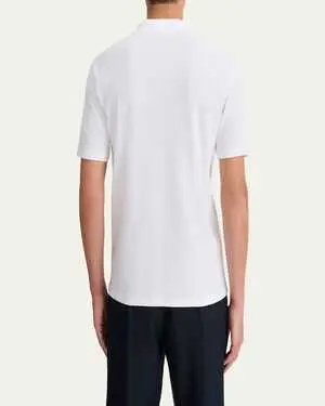 Vince Textured Johnny Collar Polo Shirt - Optic White