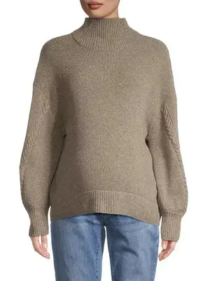 EMILIA GEORGE Crystal Mock Neck Sweater
