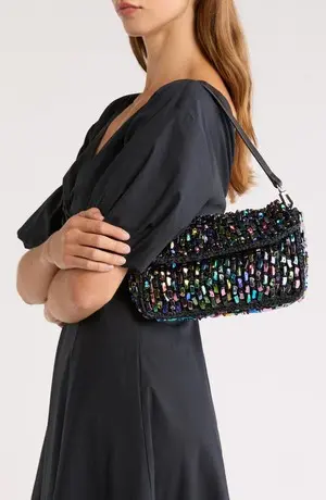 Staud Timmy Beaded Shoulder Bag - Black