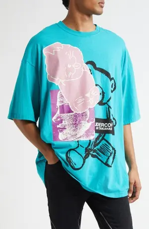 UNDERCOVERISM Oversize Graphic T-shirt - Turquoise