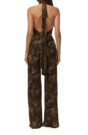 Naked Wardrobe Print Wide Leg Halter Jumpsuit