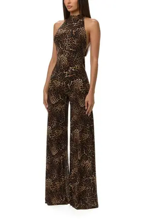 Naked Wardrobe Print Wide Leg Halter Jumpsuit