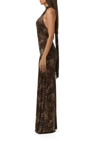 Naked Wardrobe Print Wide Leg Halter Jumpsuit
