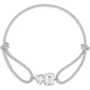 SHYMI Cubic Zirconia Corded Slider Bracelet - Silver Gray