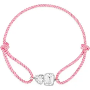 SHYMI Cubic Zirconia Corded Slider Bracelet - Silver Pink