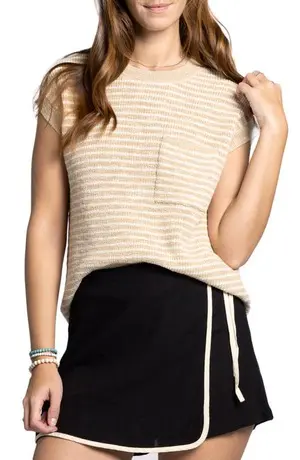 THREAD & SUPPLY Andie Short Sleeve Sweater - Beige Ivory