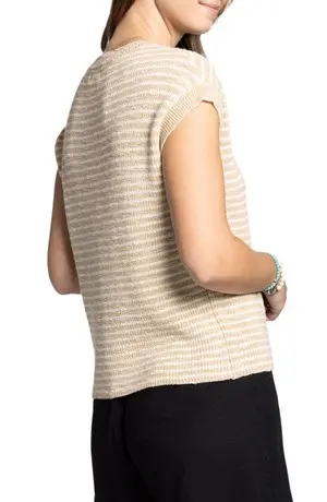 THREAD & SUPPLY Andie Short Sleeve Sweater - Beige Ivory