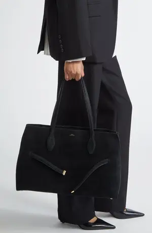 TOTEME Belted Suede Tote - Black