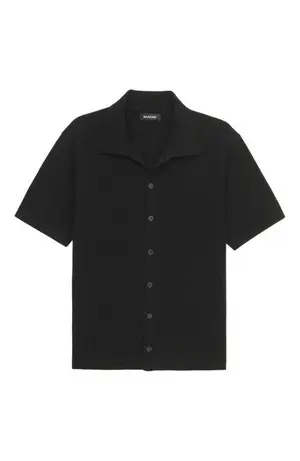 Naadam Signature Cashmere Short Sleeve Button Down - Black