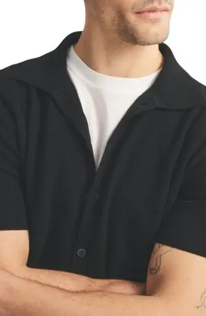 Naadam Signature Cashmere Short Sleeve Button Down - Black