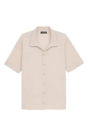 Naadam Signature Cashmere Short Sleeve Button Down - Light Sand